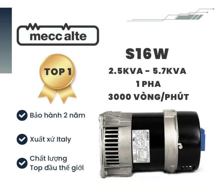Giá củ phát điện 3kw, 4kw, 5kw, 1 pha - Mecc Alte S16W